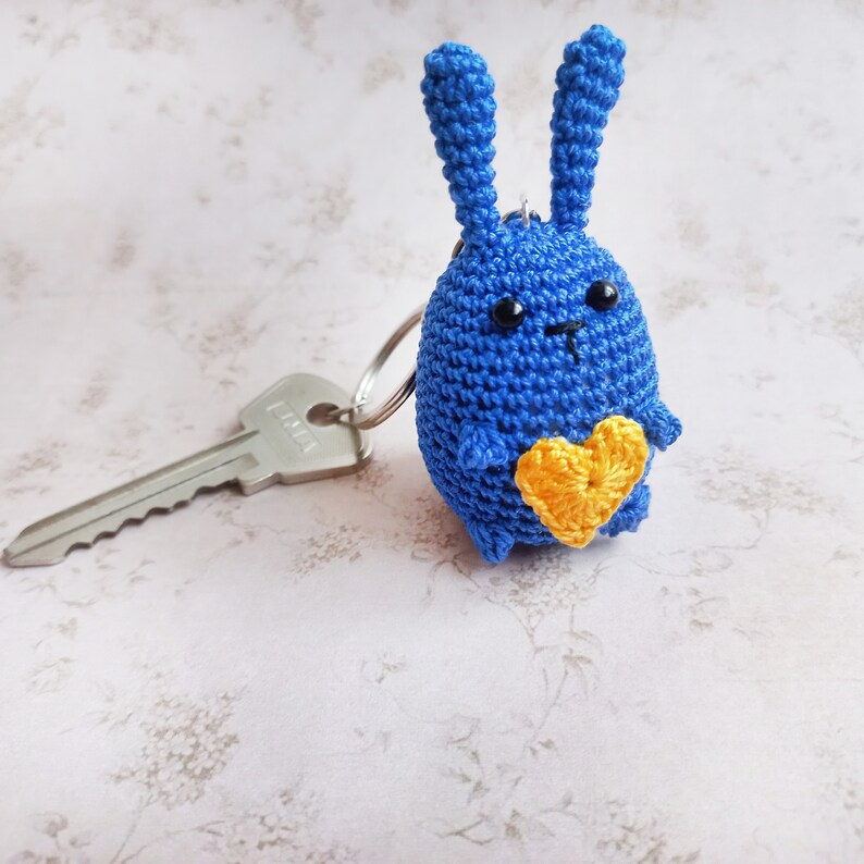 Crochet Bunny With Tiny Heart Handmade Keychain Cute Gift - Etsy