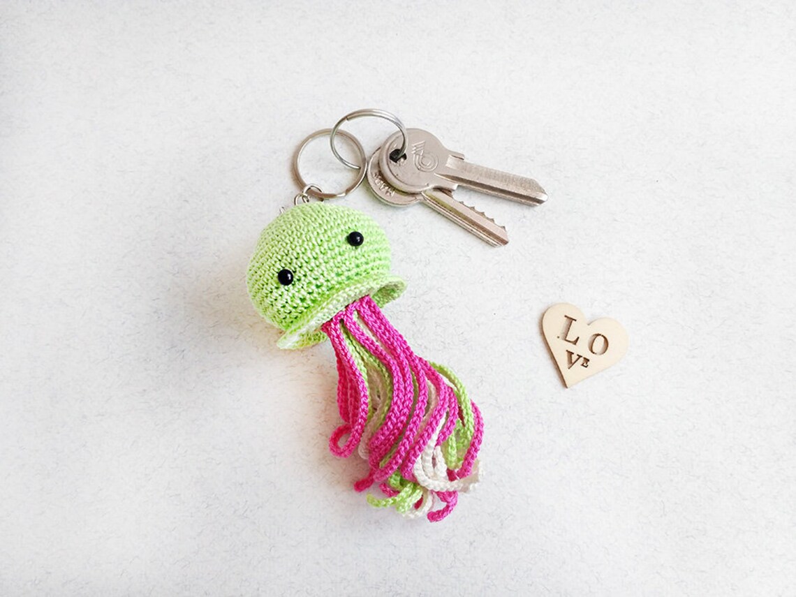 Cute jellyfish crochet plush keychain amigurumi toy | Etsy