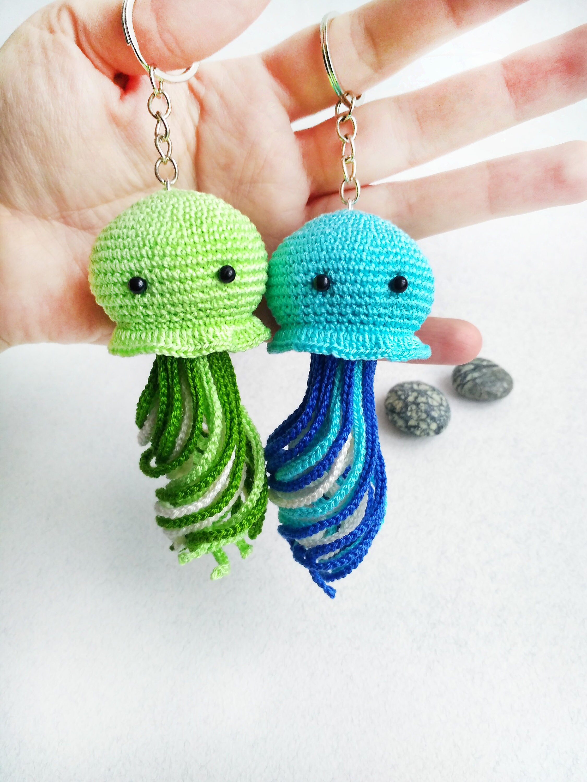 Cute jellyfish crochet plush keychain amigurumi toy | Etsy