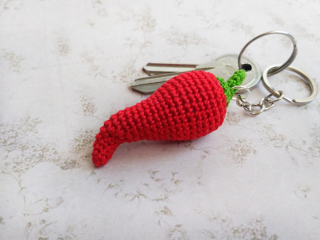 Red Hot Chili Pepper Crochet Keychain - Etsy
