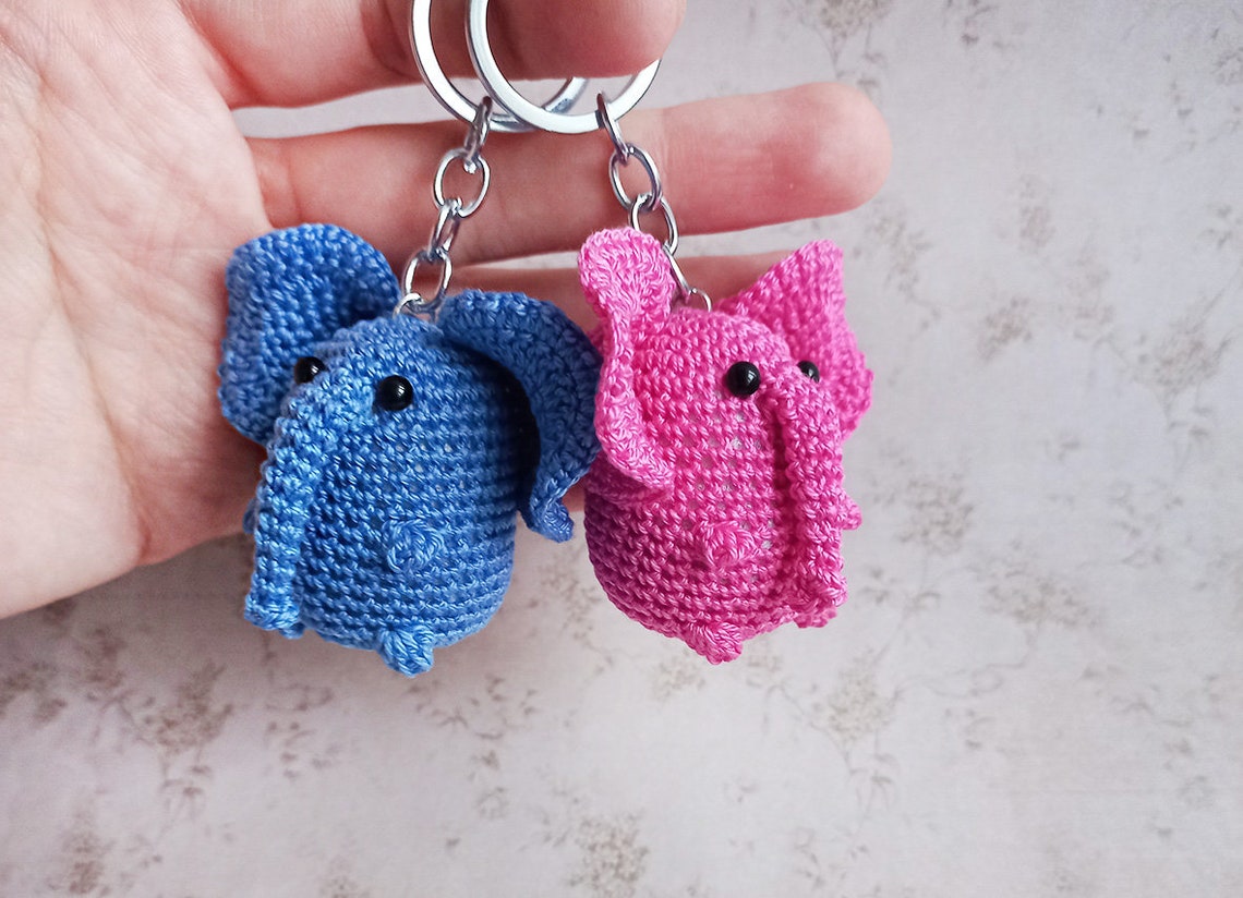 Crochet Elephant Pattern Keychain Cute Amigurumi Desk Decor - Etsy
