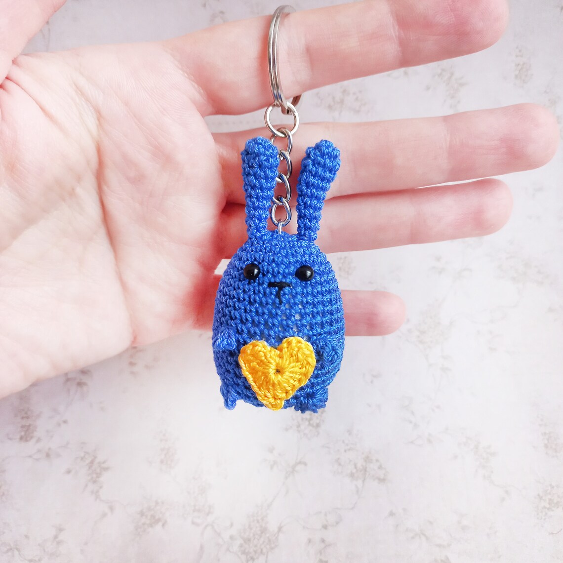 Crochet Bunny With Tiny Heart Handmade Keychain Cute Gift - Etsy