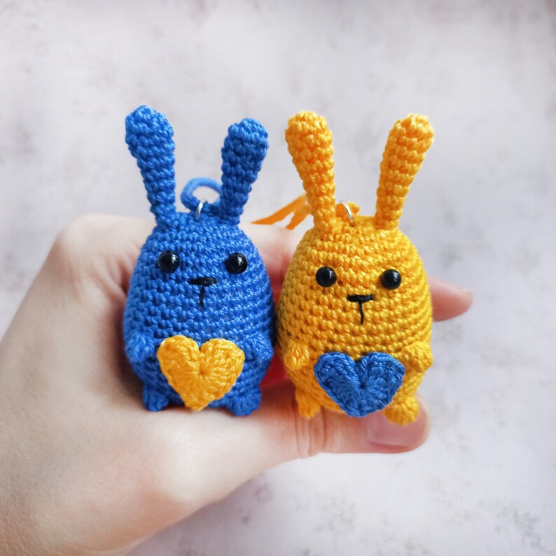 Crochet Bunny With Tiny Heart Handmade Keychain Cute Gift - Etsy