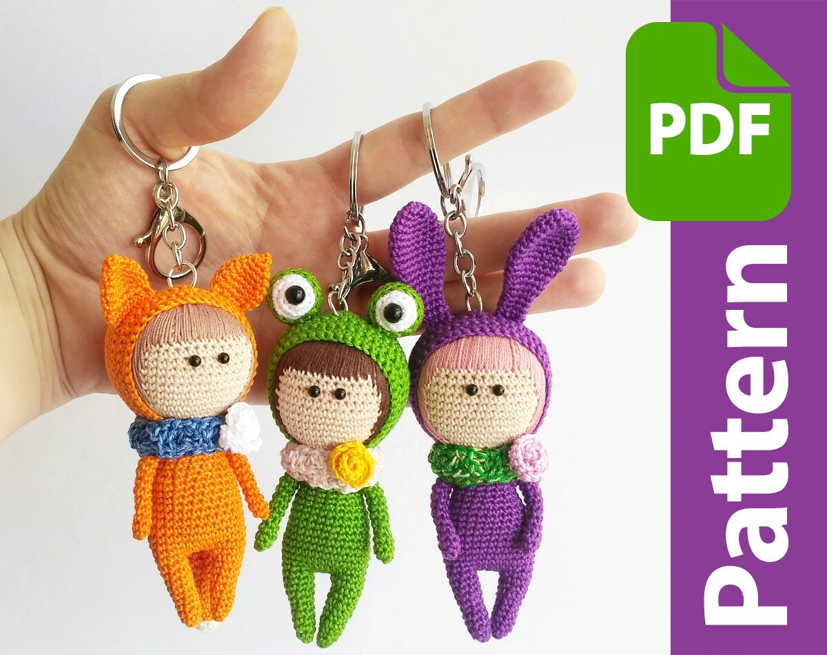 Set of Crochet Patterns Cute Keychain PDF Pattern Crochet - Etsy