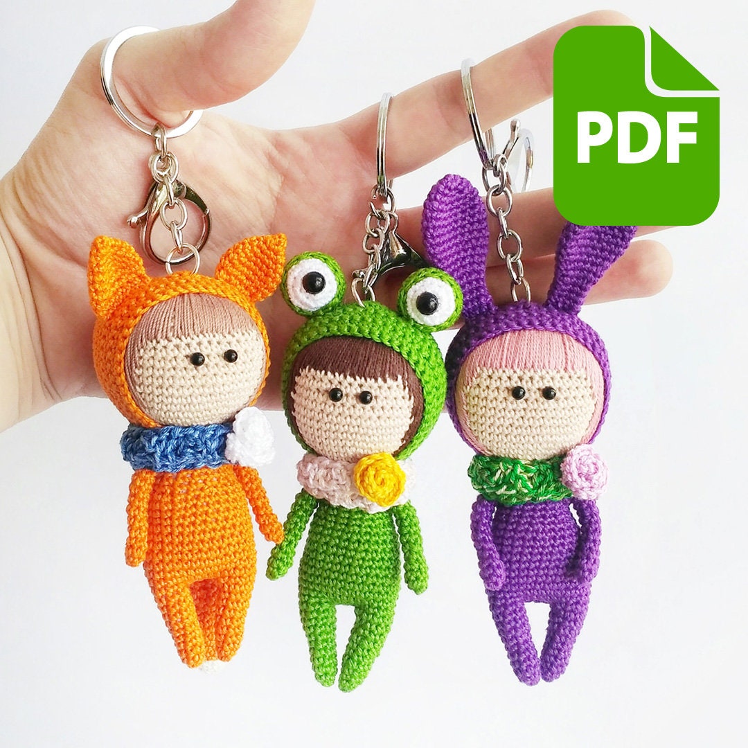 Set of Crochet Patterns Cute Keychain PDF Pattern Crochet Kawaii Doll ...