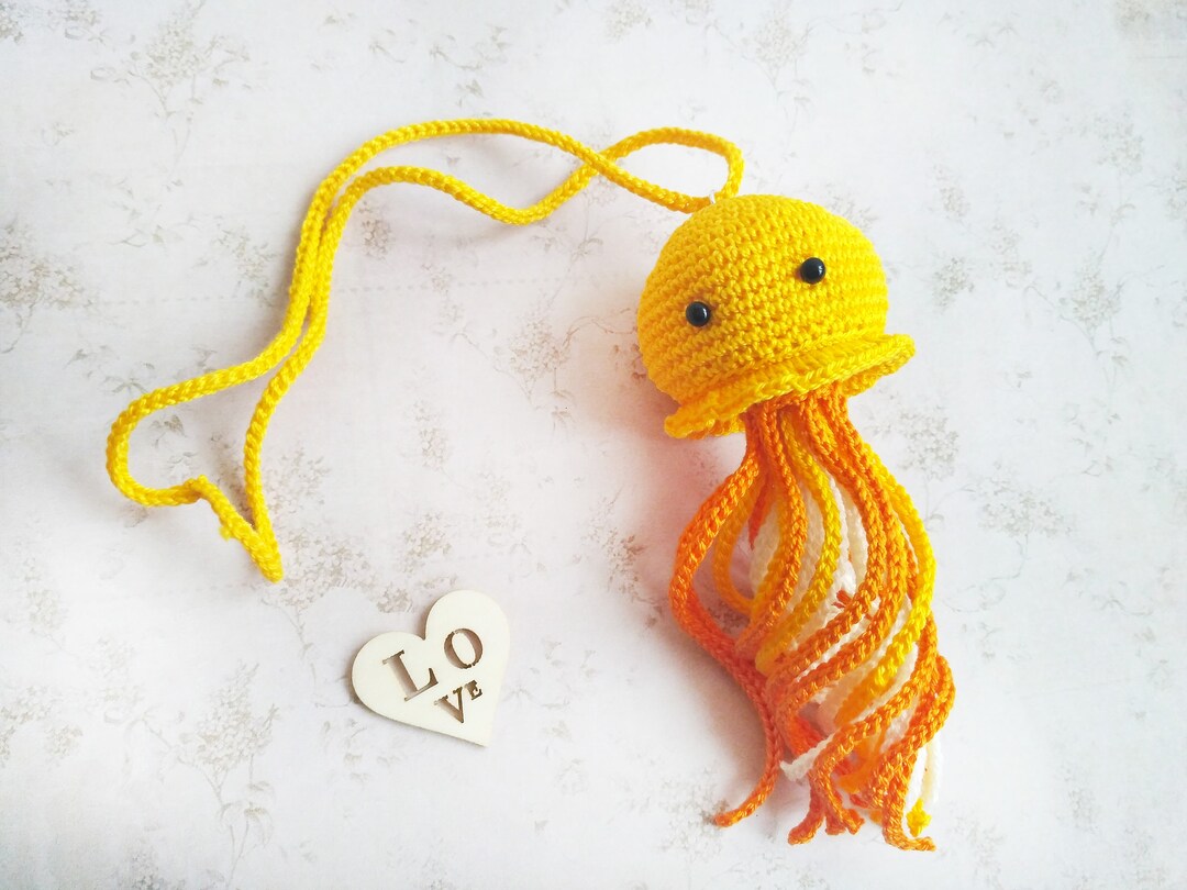 Car Hanging Accessories Jellyfish, Cute Amigurumi Car Charm on Rear ...