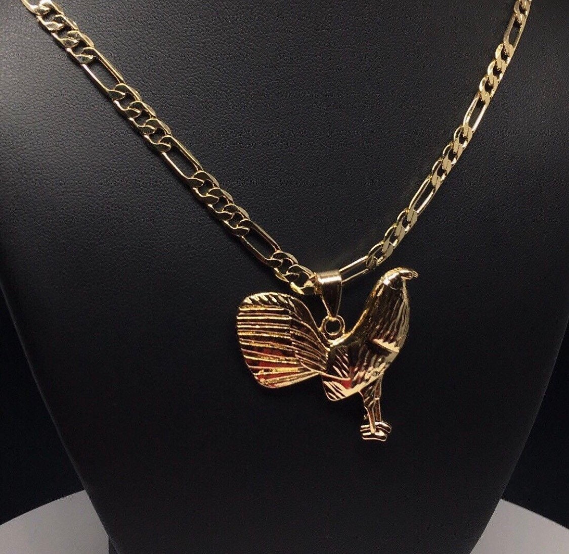 Gallo Medalla Gold Plated Chicken Rooster Pendant Necklace 26" Cadena ...