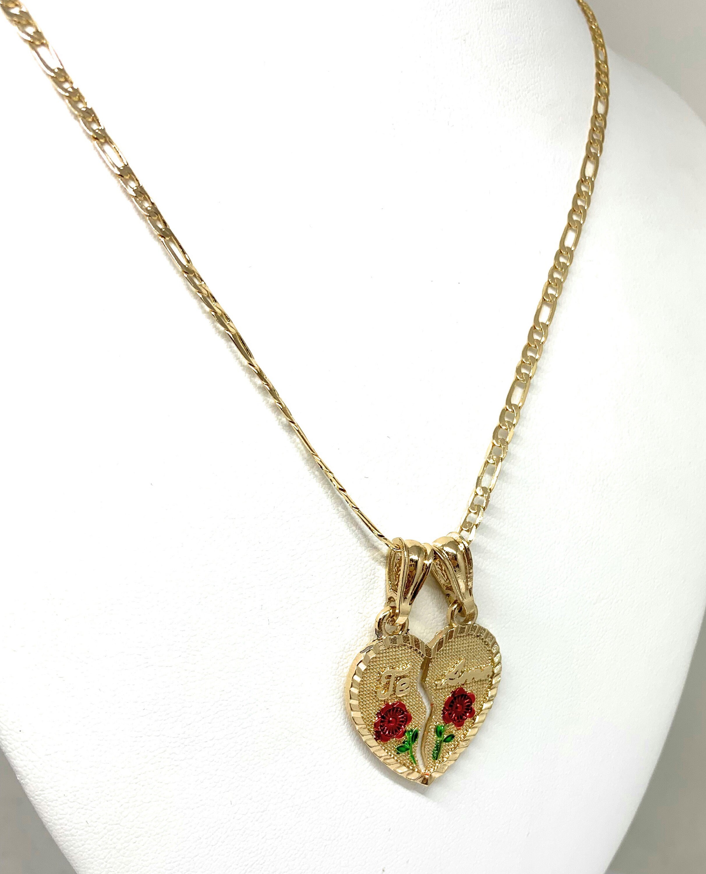 Gold Plated Tri-color te Amo Flower Heart Split - Etsy