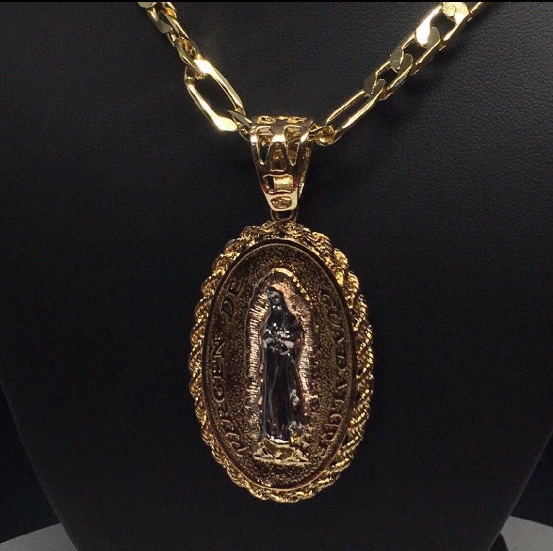 Gold Plated Tri-color Saint Jude Pendant Virgin Mary Double | Etsy