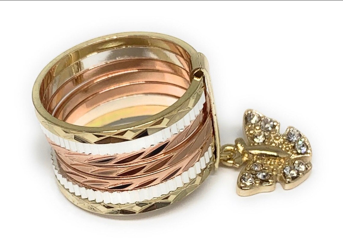 Tri-color Gold Plated Semanario Butterfly Ring Mariposa Anillo - Etsy