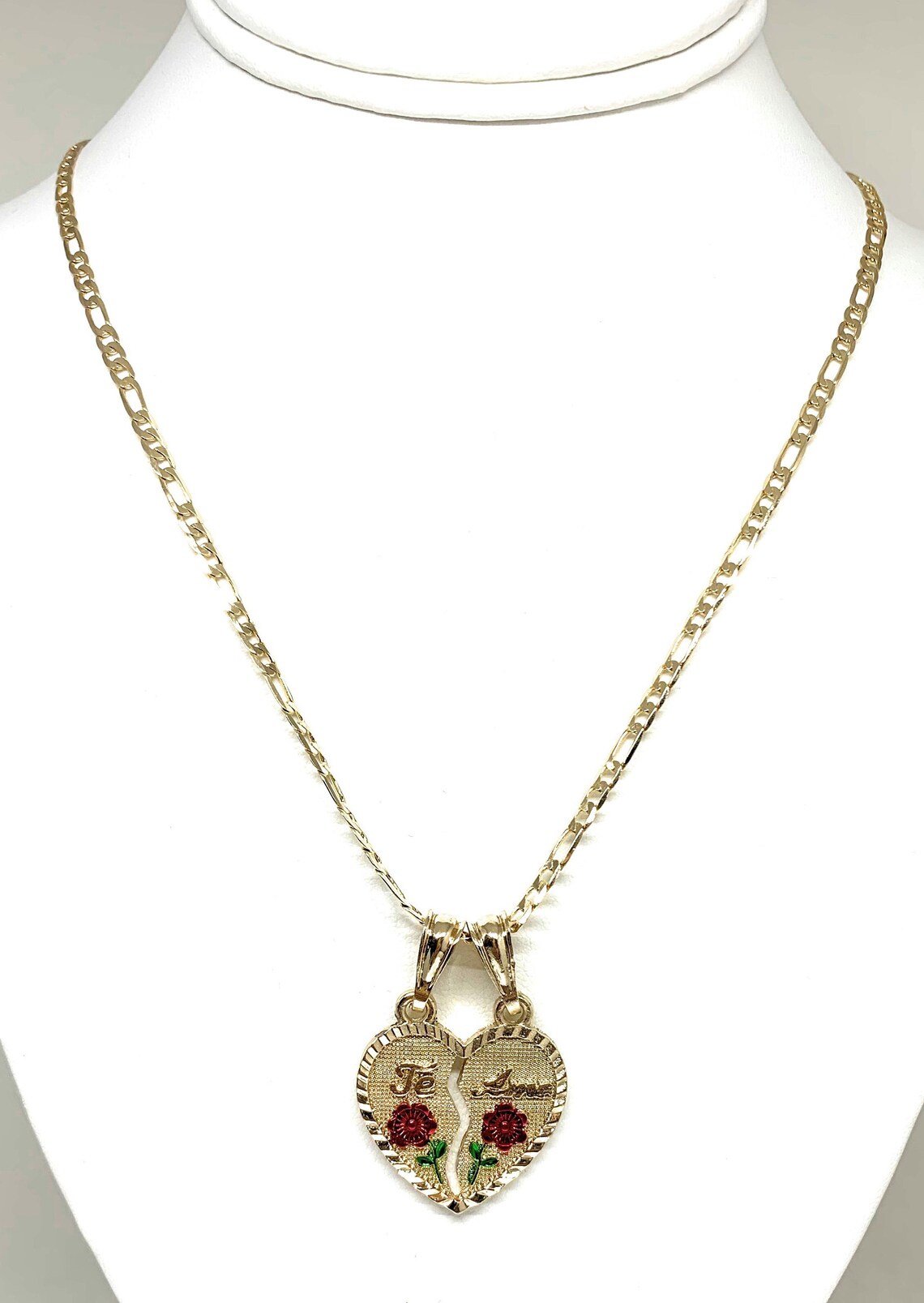 Gold Plated Tri-color te Amo Flower Heart Split - Etsy