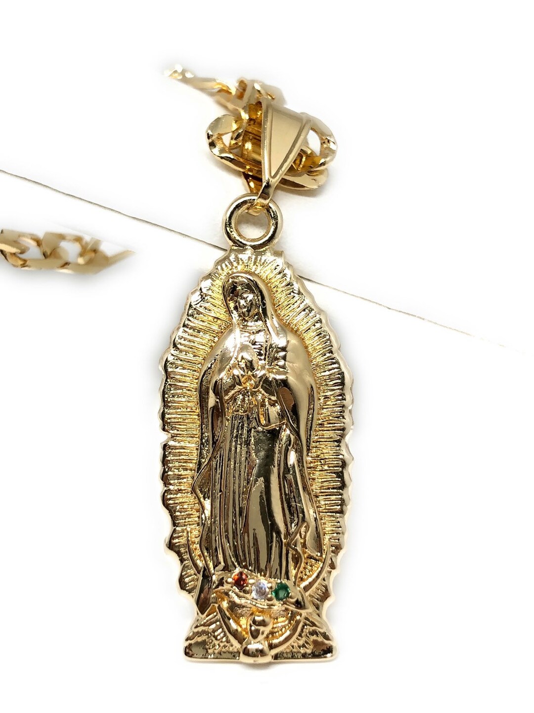 Gold Plated Classic Virgin Mary Pendant Necklace Virgen De Guadalupe ...