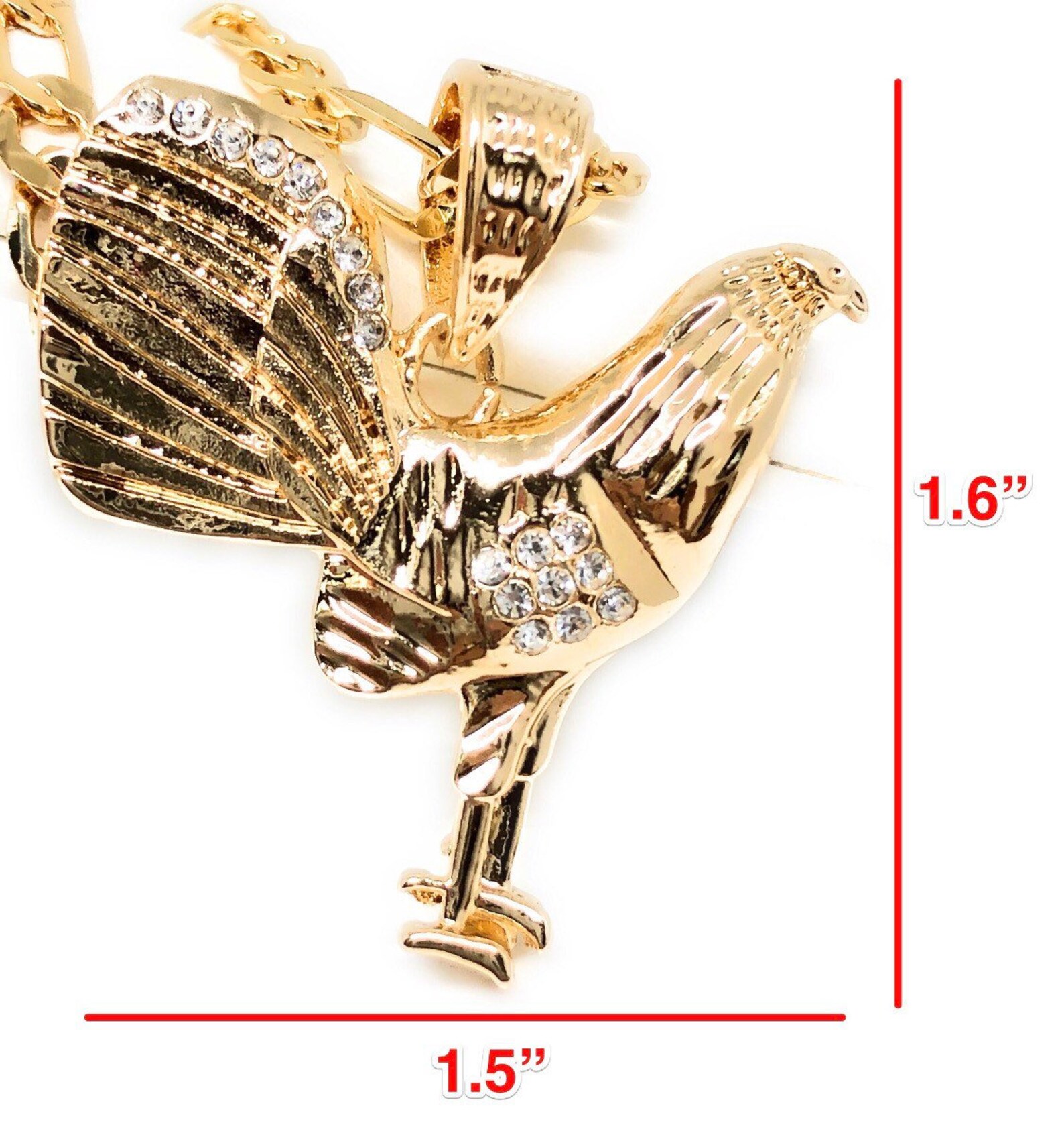 Gold Plated Chicken Rooster Pendant Necklace Figaro 26" 5mm Gallo ...