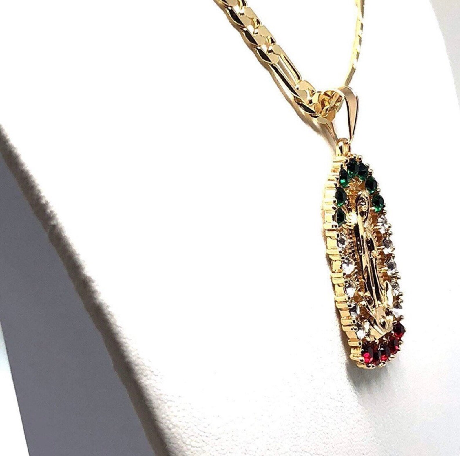 Gold Plated Classic Virgin Mary Pendant Necklace Virgen De Guadalupe ...