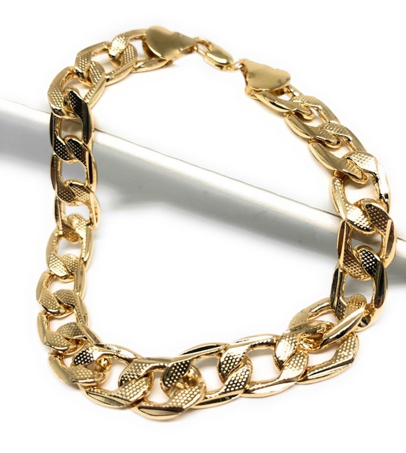 Buy Mens Gold Plated Cuban Link Bracelet 9 9mm Width Esclava Online in India Etsy