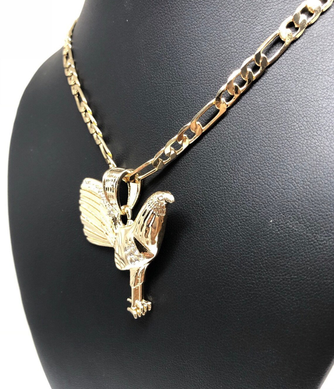 Gold Plated Chicken Rooster Pendant Necklace Figaro 26" 5mm Gallo ...