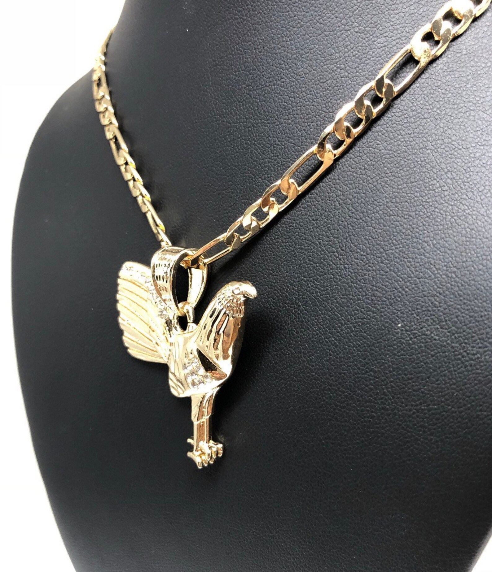 Gold Plated Chicken Rooster Pendant Necklace Figaro 26 | Etsy