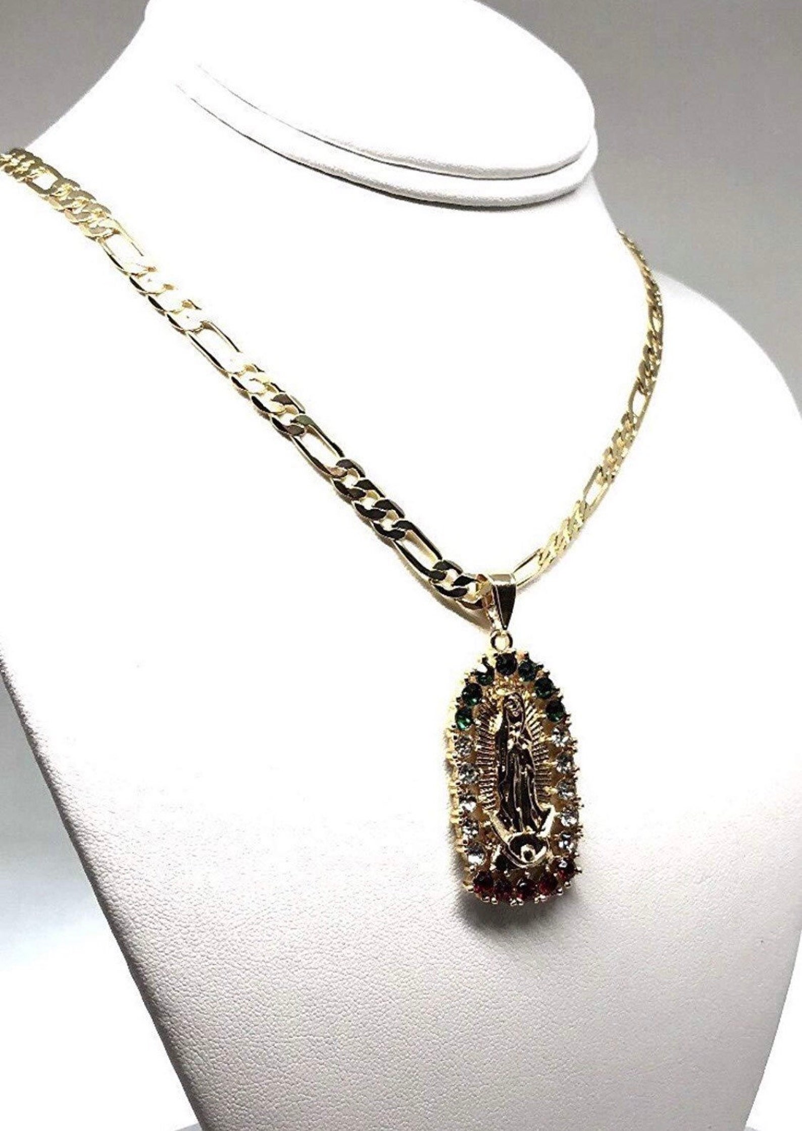 Gold Plated Classic Virgin Mary Pendant Necklace Virgen De Guadalupe ...