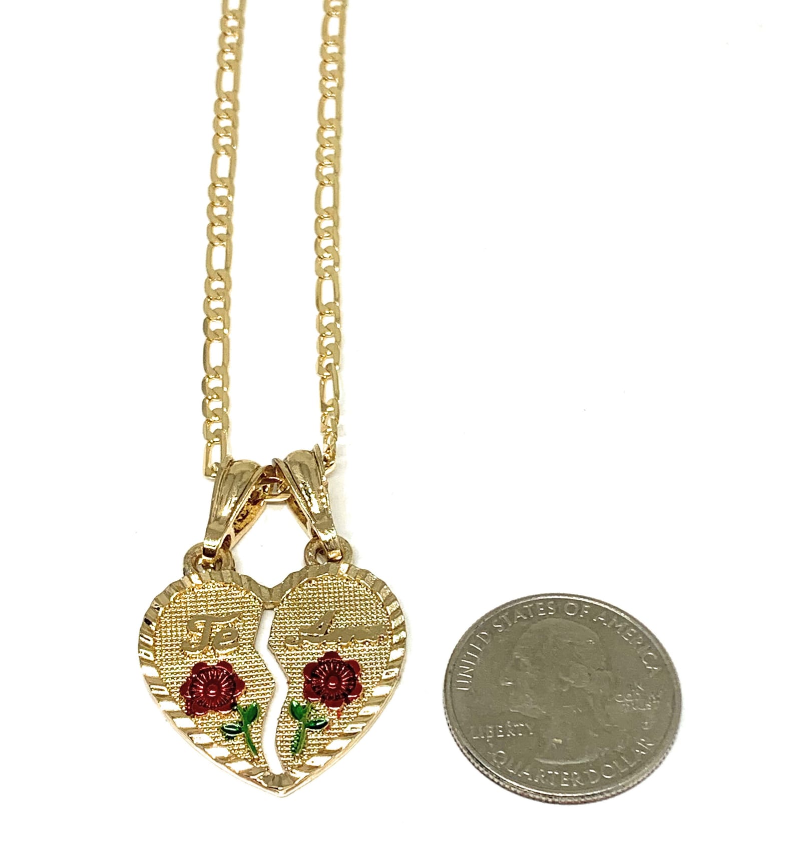 Gold Plated Tri-color te Amo Flower Heart Split - Etsy