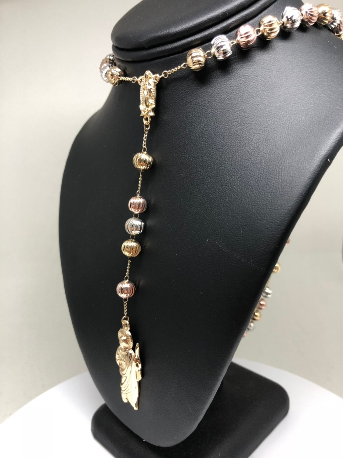 Gold Plated Tri-color Saint Jude Rosary Necklace San Judas - Etsy