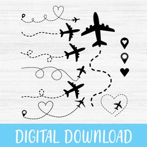 Airplane Route Svg, Airplane Bundle Svg Png Clipart, Airplane Path Svg ...