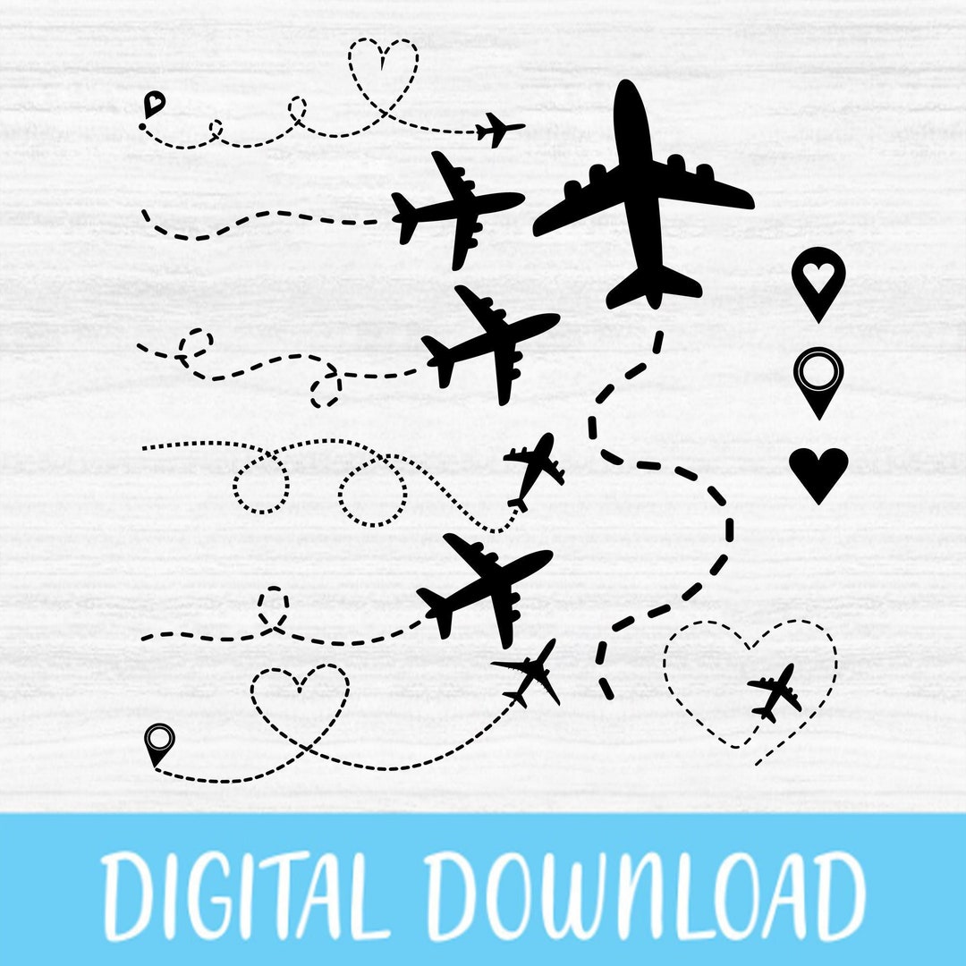 Airplane Route Svg, Airplane Bundle Svg Png Clipart, Airplane Path Svg ...