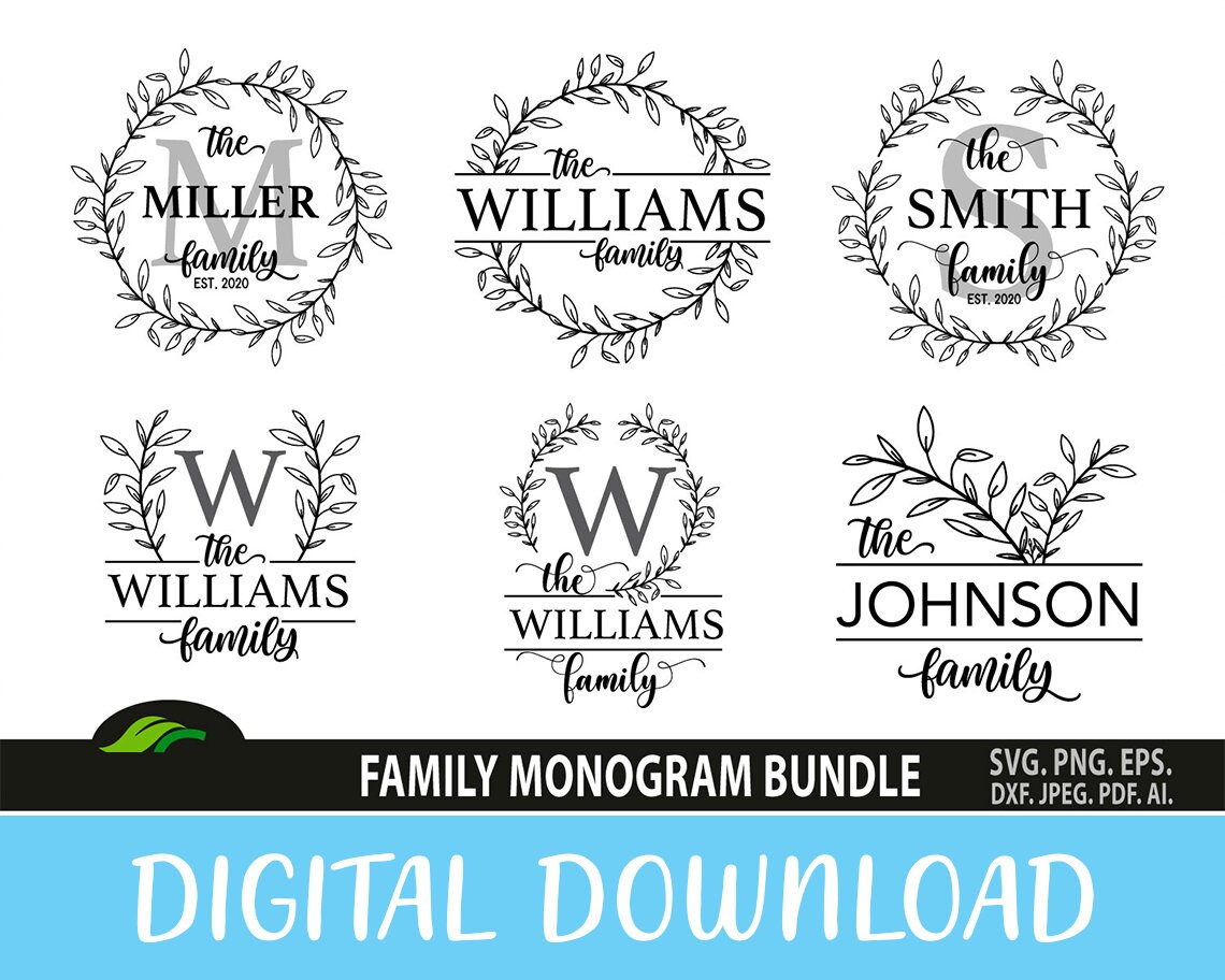 Monogram Svg Bundle Svg the Miller Family the Williams - Etsy