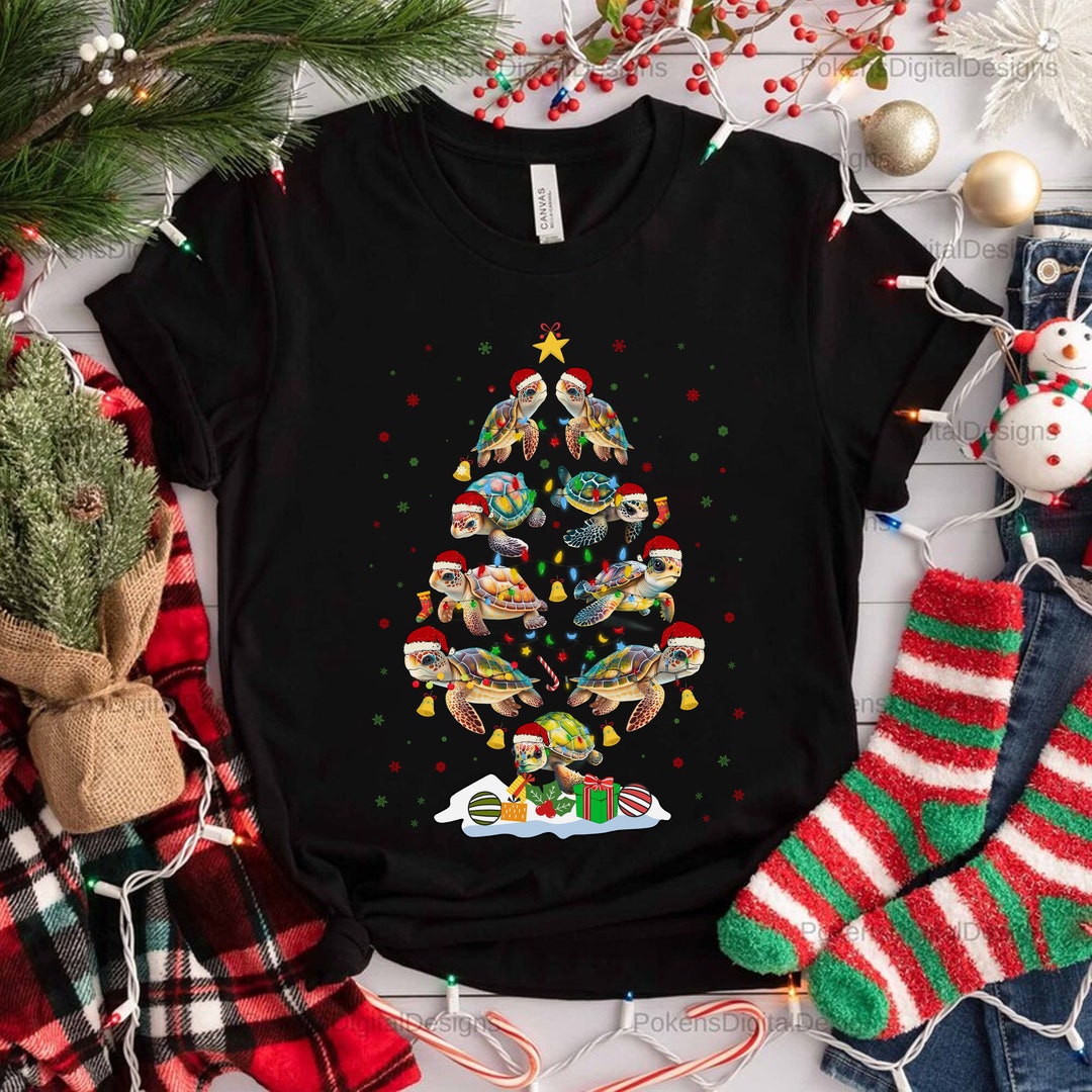 Turtle Christmas Tree Svg, Christmas Turtle Png, Cute Turtle Png, Sea ...