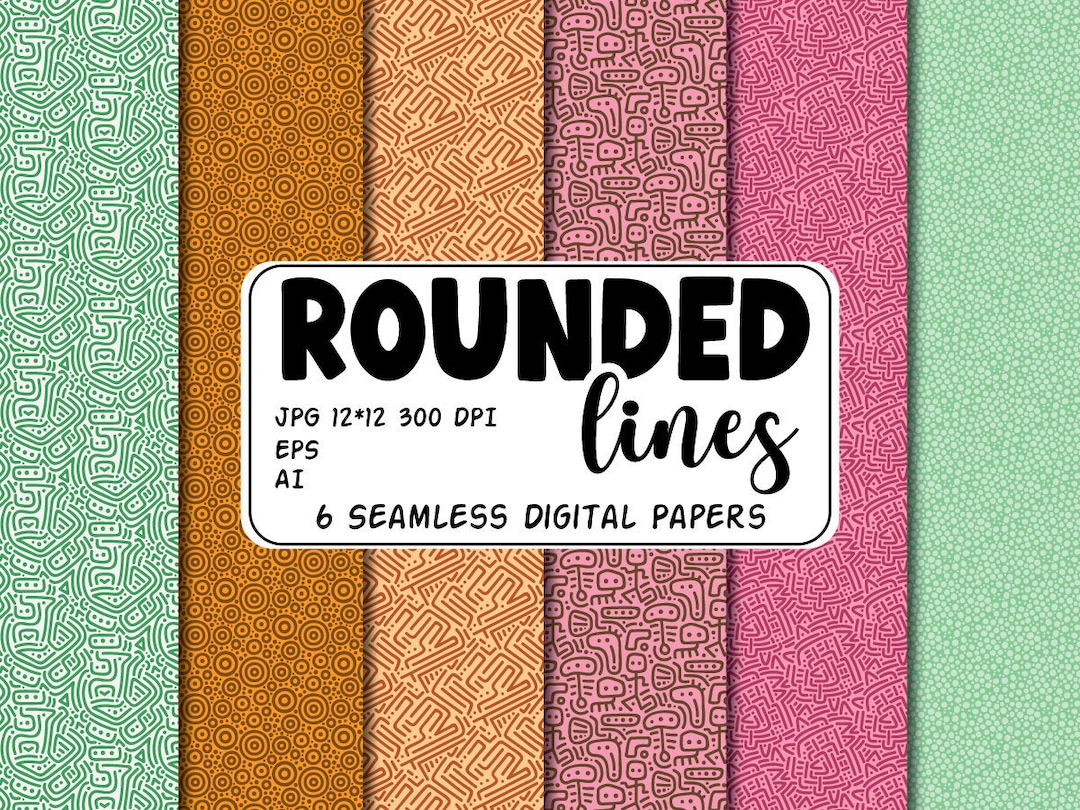 Rounded Lines Pattern Svg, Rounded Pattern Bundle Png, 6 Seamless ...
