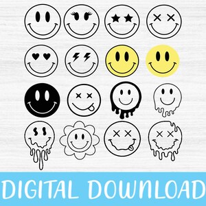 Smiley Face Svg, Smiley Svg, Happy Face Svg, Melting Smiley Svg, Groovy ...