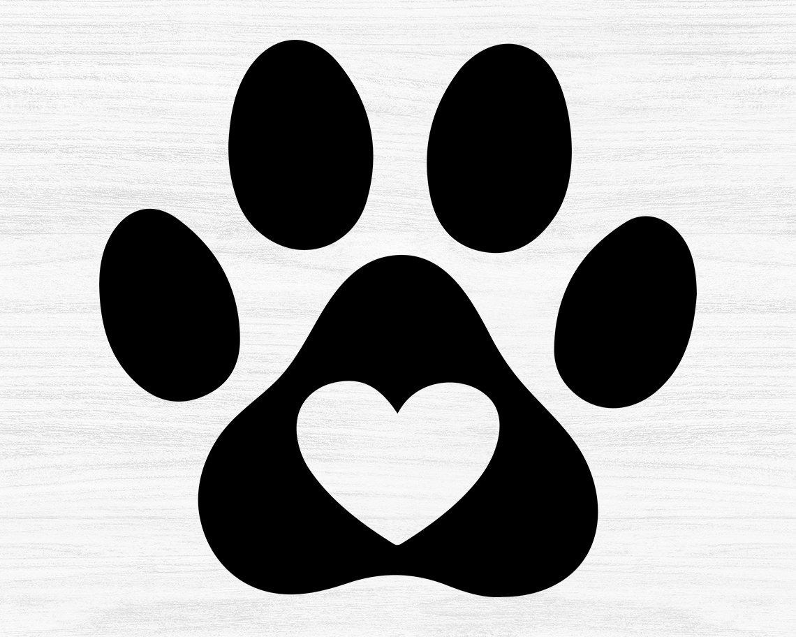 Black Paw Print Heart