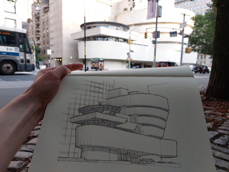 Guggenheim Museum Drawing | New York Print | Architecture Poster - Etsy