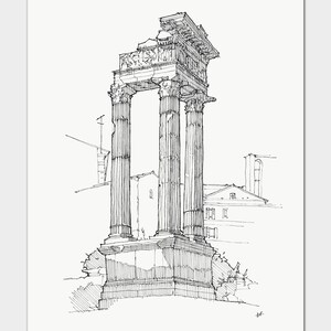 Temple of Apollo Palatinus Drawing Rome Italy Print Palatine Hill ...