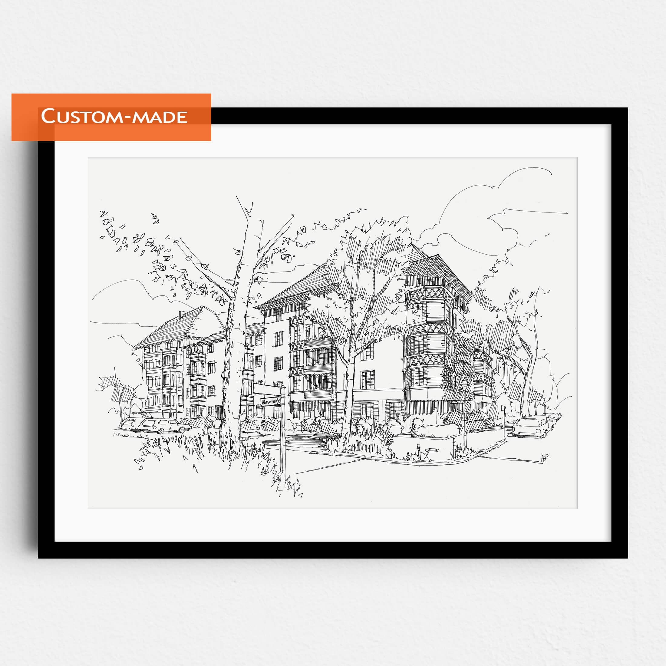 Custom Pen and Ink Drawing | Childhood Home Gift | House Portrait ...