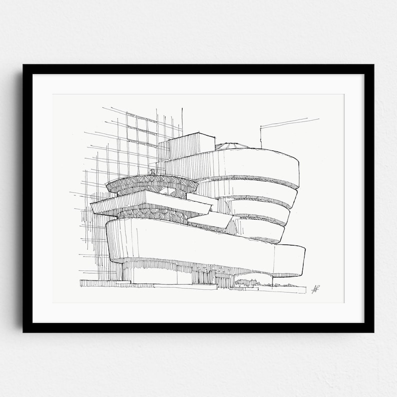 Guggenheim Museum Drawing | New York Print | Architecture Poster - Etsy