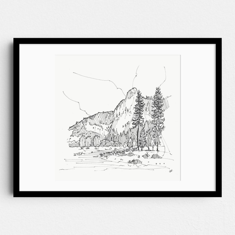 Yosemite Valley Drawing | California Print | National Park Poster - Etsy