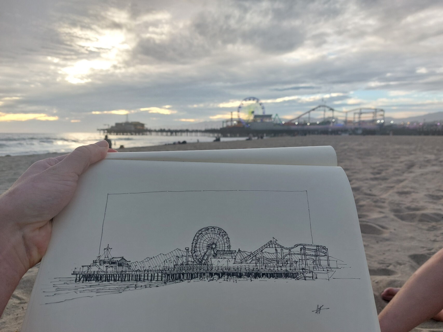 Santa Monica Pier, Santa Monica, Californa Famous Scenerey Drawing - Etsy