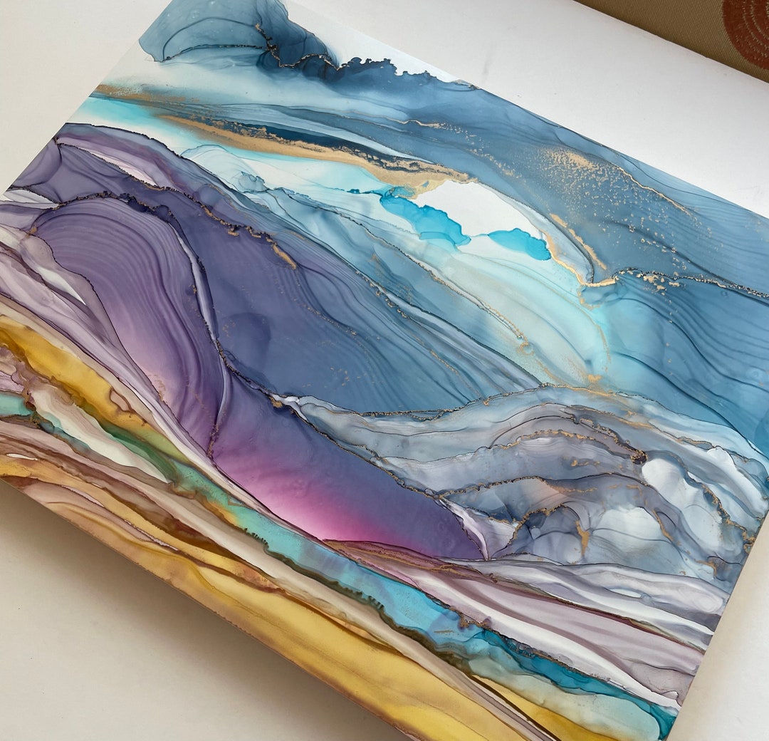 Alcohol Ink Landscape Painting: Texas Frio Canyon Art (12x15) - Etsy