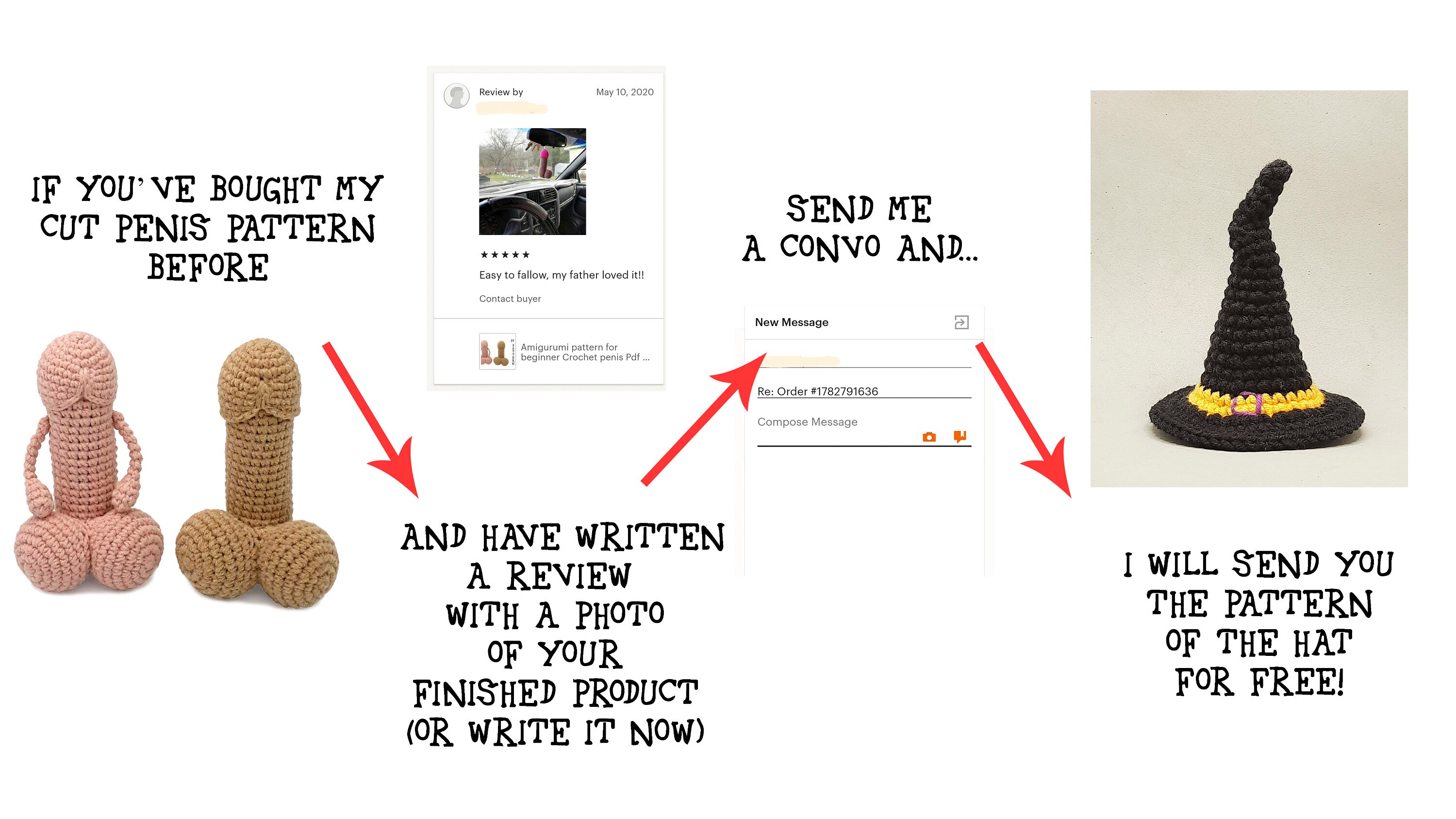 Amigurumi pattern Crochet penis wizard Witch hat Funny | Etsy