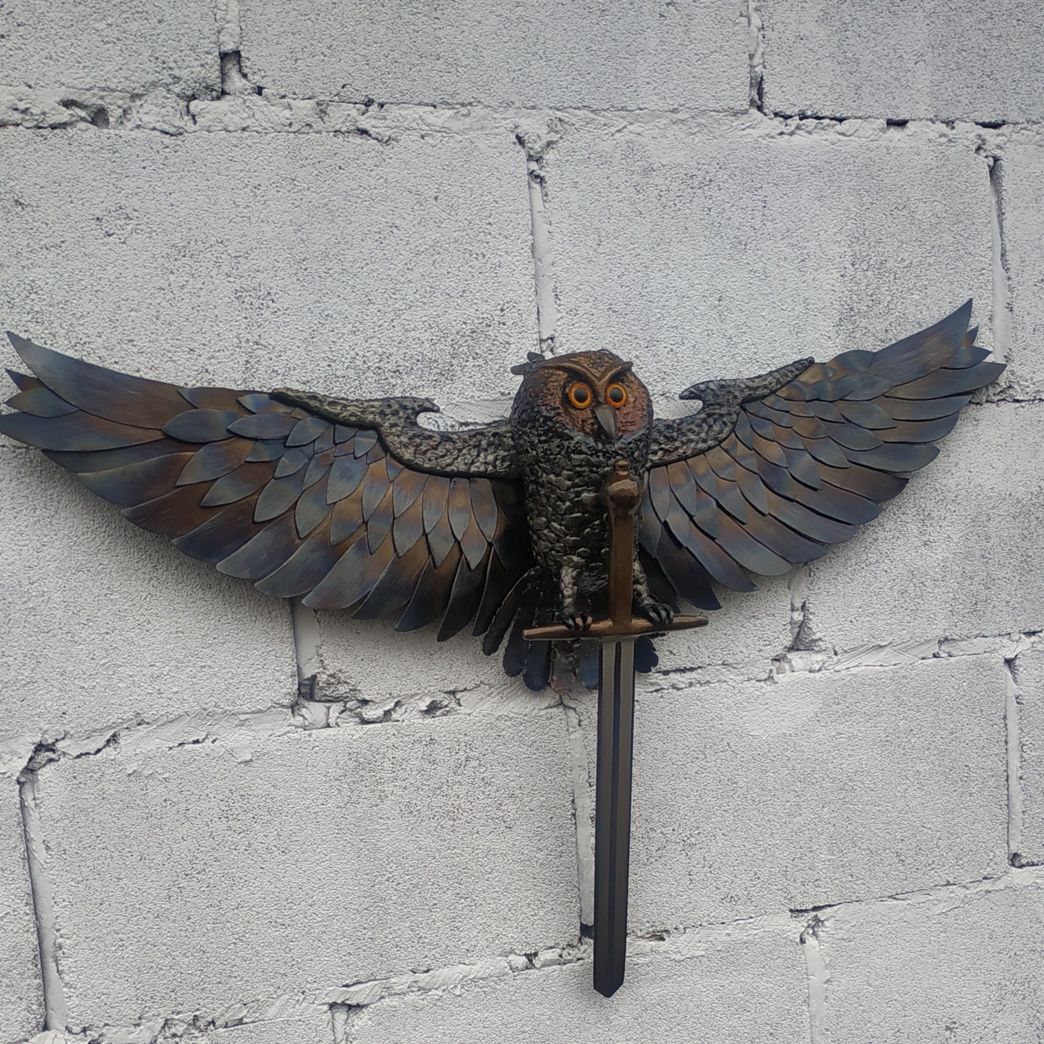 Outdoor Sculpture Metal Owl Wall Art Eagle Owl Sculpture, Metal ...