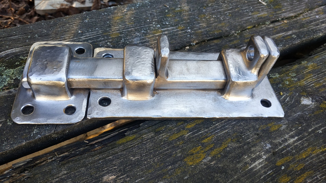 Hand Forged Slide Bolt Door Latch, Rustic Wrought Iron Barn Gate Lock ...