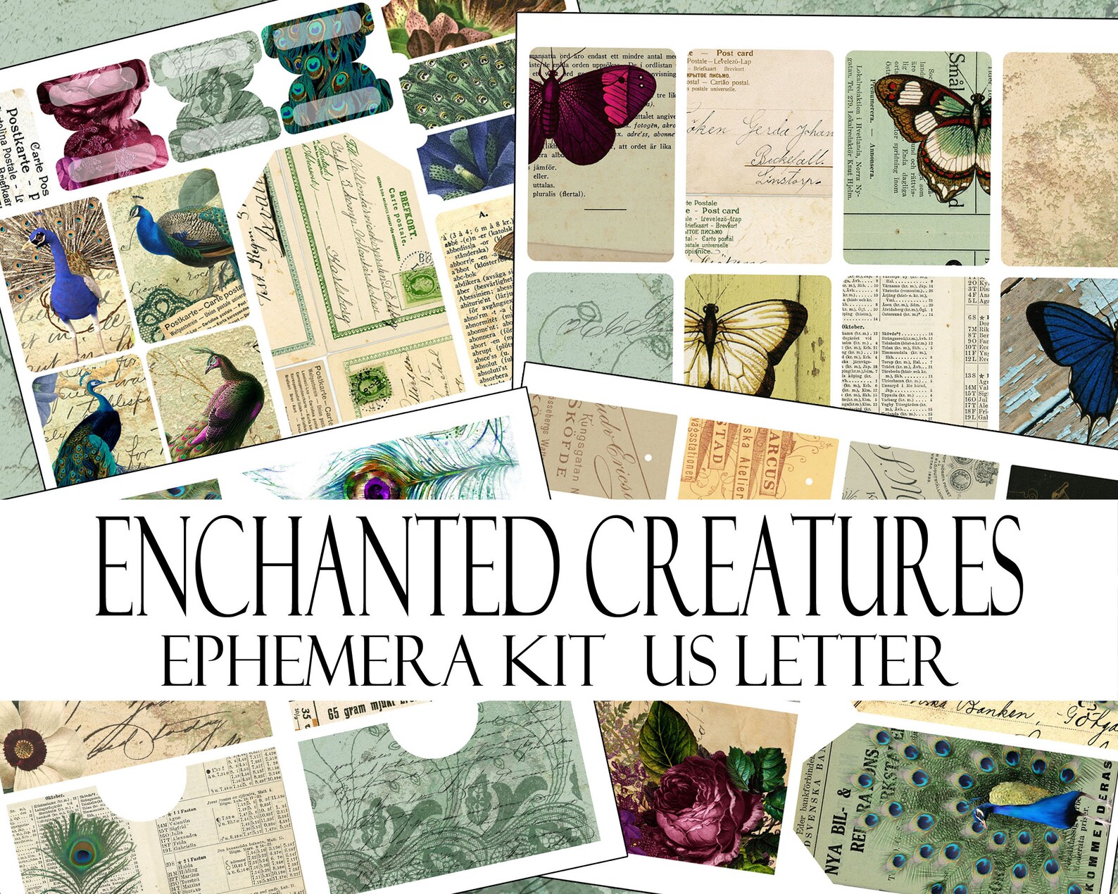 ENCHANTED CREATURES Digital Ephemera Kit for Junk Journals Etc With 4 ...