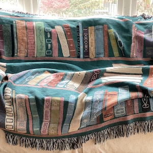 Book Lover Throw Blanket Bookish Woven Tapestry Personalized Gift for ...