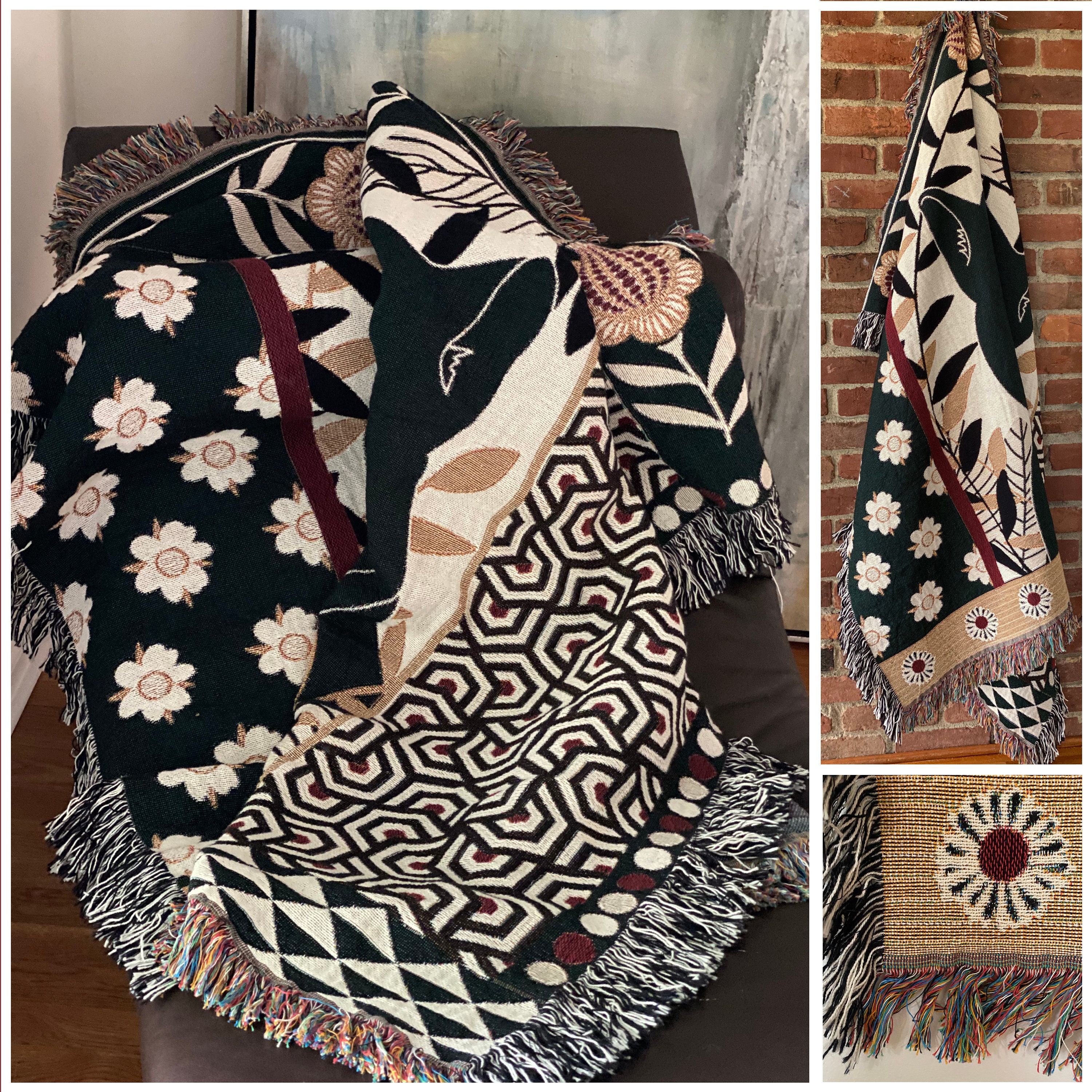 Maximalist Decor. Woven Blanket for Picnic. Beach Blanket for Picnic ...