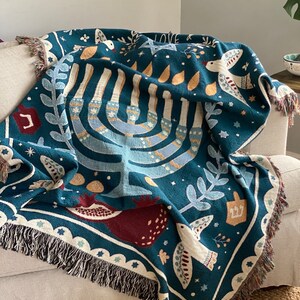 Hanukkah Throw Blanket. Hanukkah Menorah. Jewish Eclectic Home Decor ...