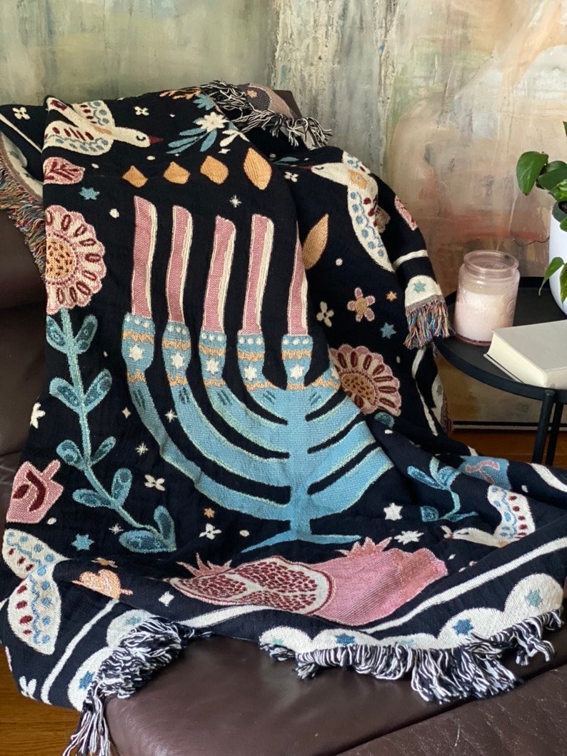 Jewish Home Blessing Decor Modern Jewish Art Hanukkah Throw - Etsy