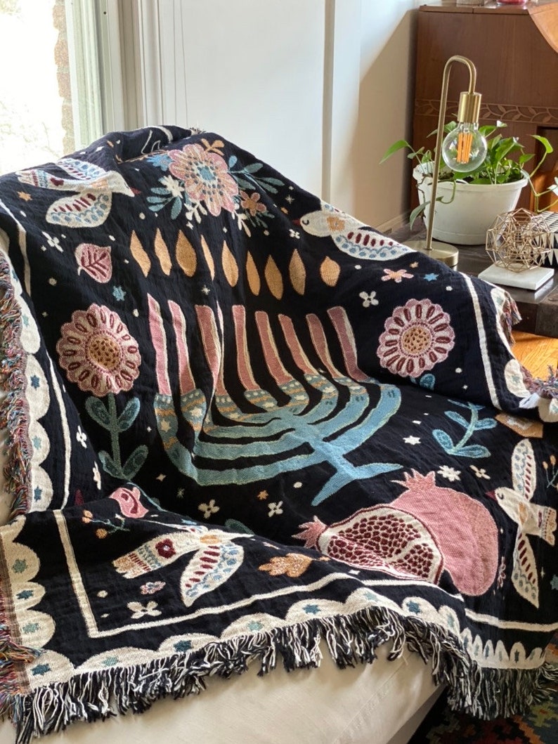 Jewish Home Blessing Decor Modern Jewish Art Hanukkah Throw - Etsy