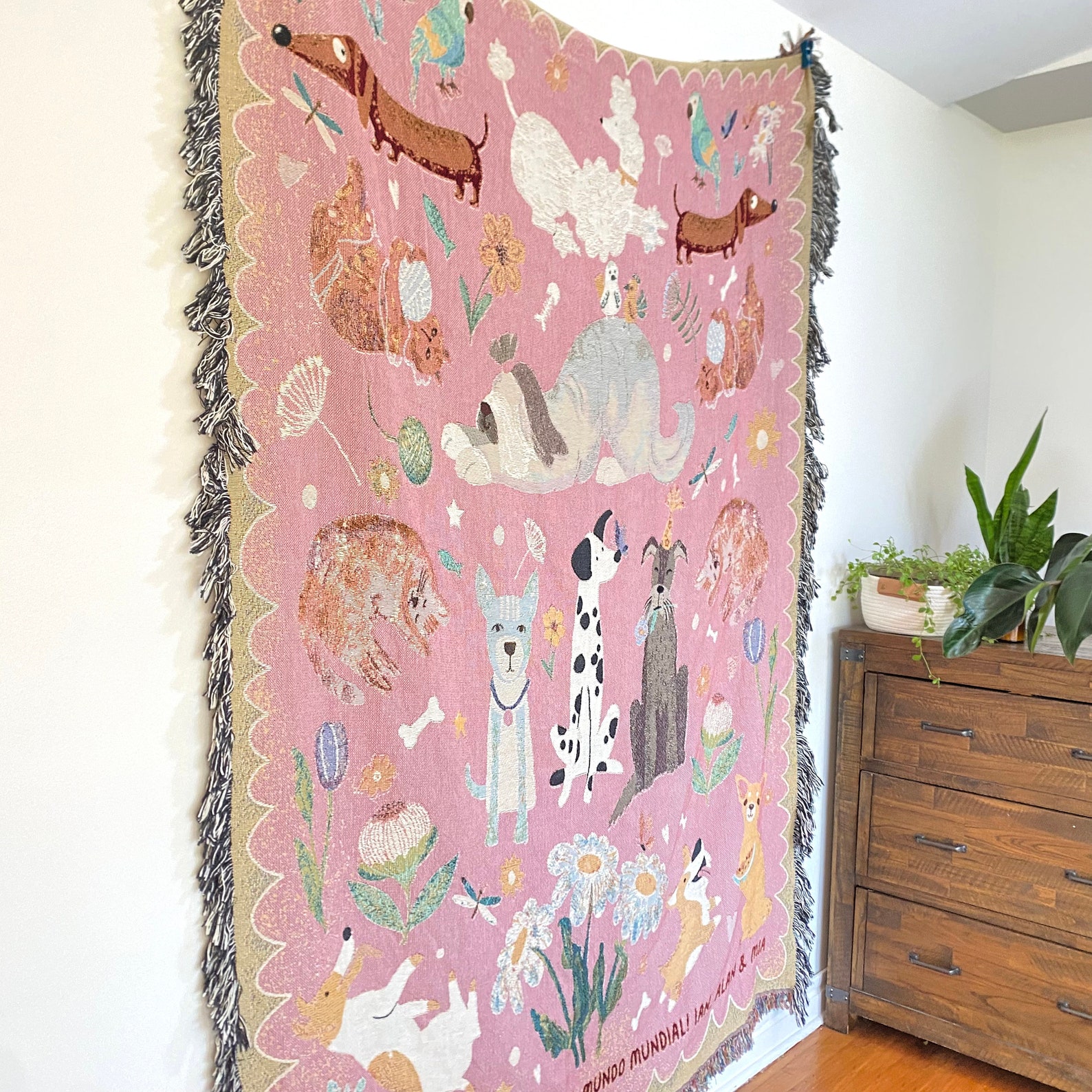 Custom Blanket for Pet Lovers Cat and Dog Woven Throw Tapestry ...
