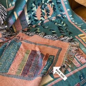 Book Lover Throw Blanket Bookish Woven Tapestry Personalized Gift for ...