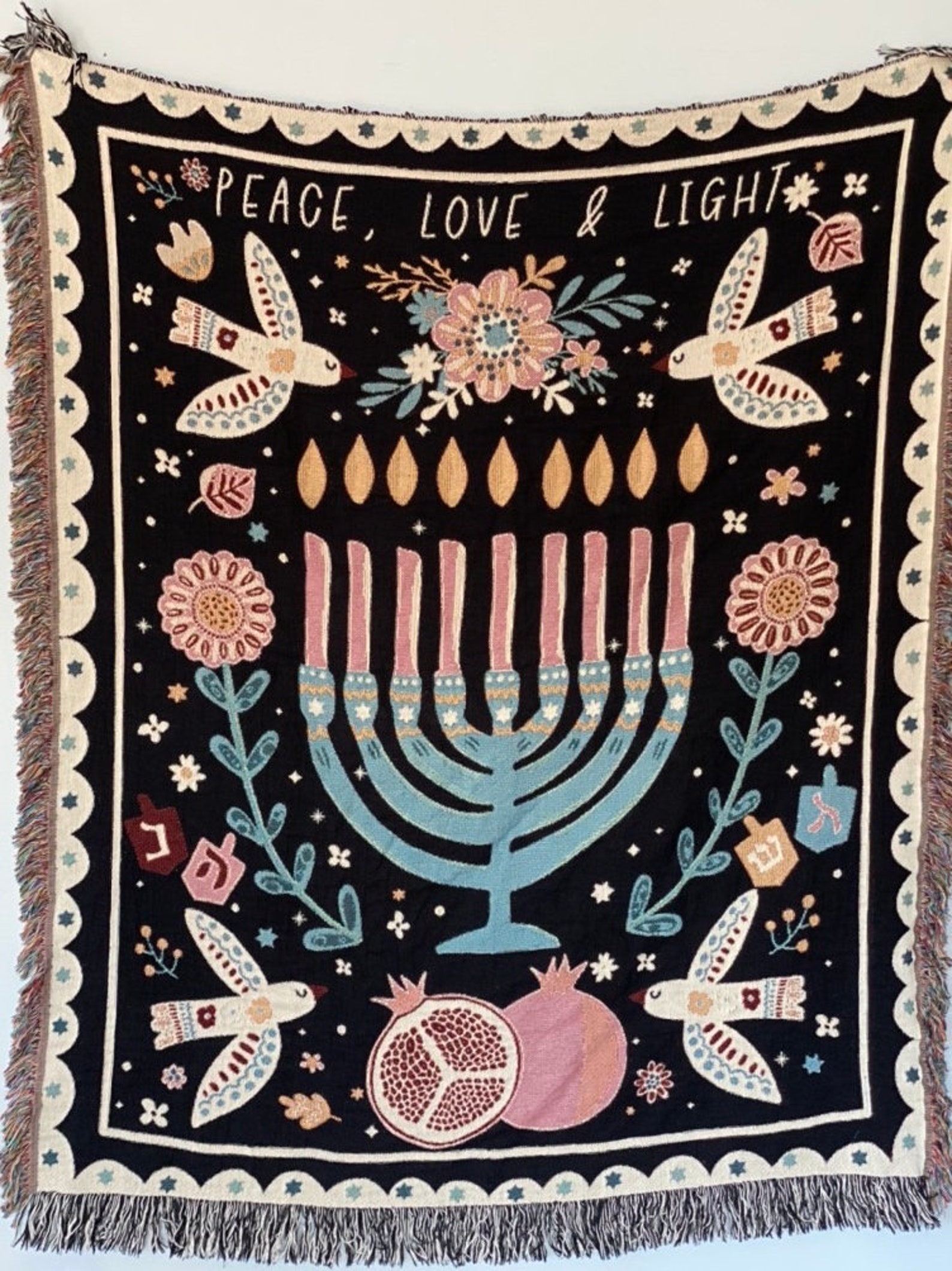 Jewish Home Blessing Decor Modern Jewish Art Hanukkah Throw - Etsy